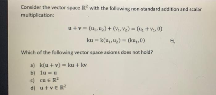 Solved Consider the vector space R2 with the following | Chegg.com