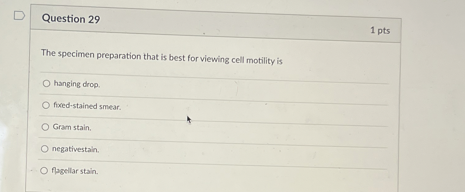 Solved Question 291 ﻿ptsThe specimen preparation that is | Chegg.com