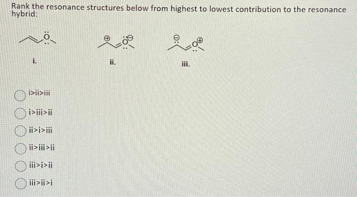 Solved Rank the resonance structures below from highest to | Chegg.com