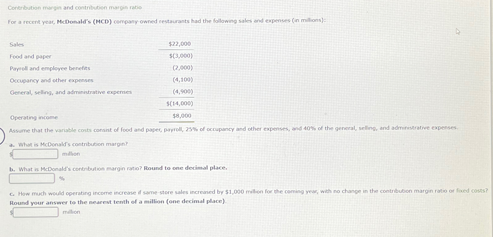 Solved Contribution Margin And Contribution Margin Ratiofor
