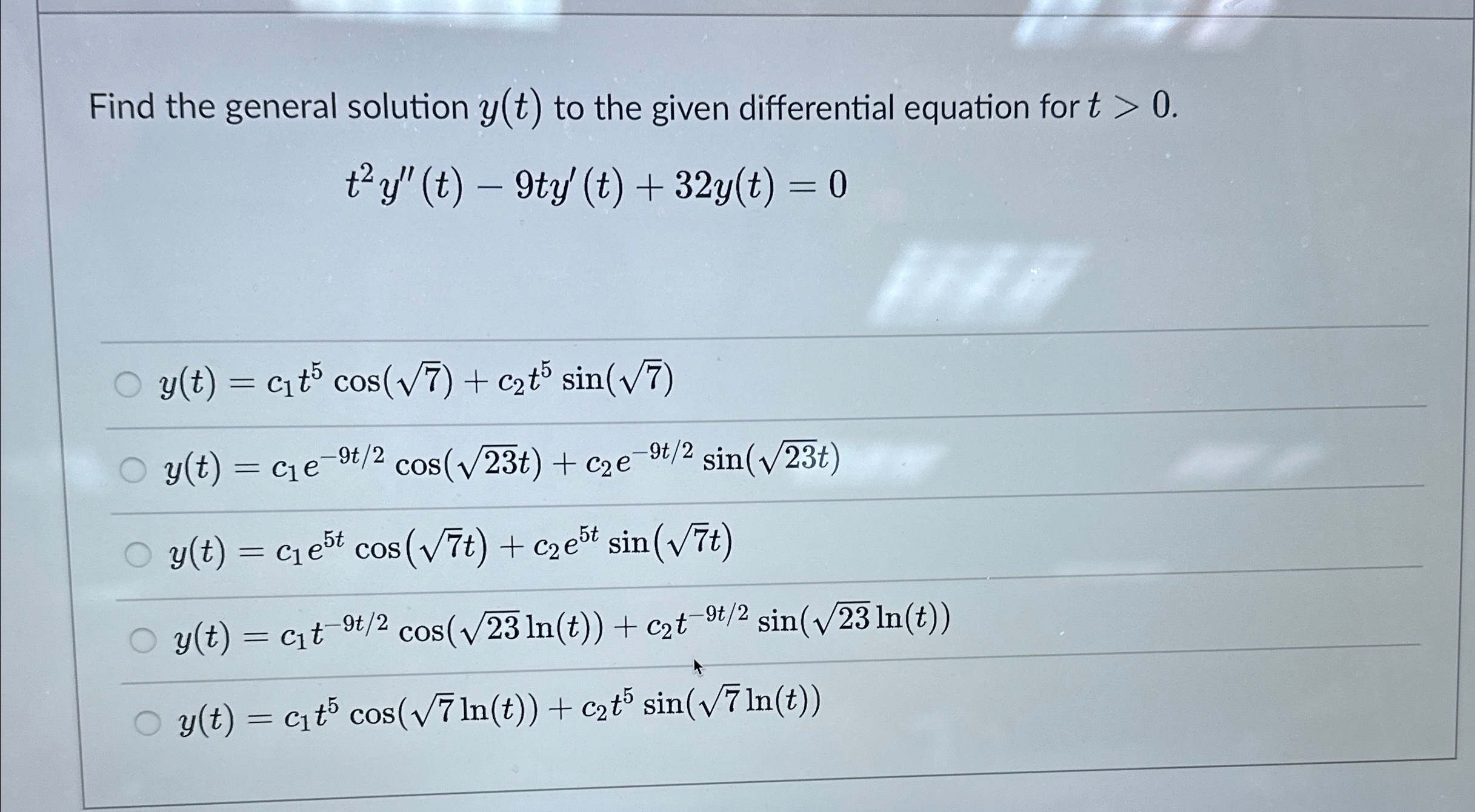 Solved Find The General Solution Y T ﻿to The Given