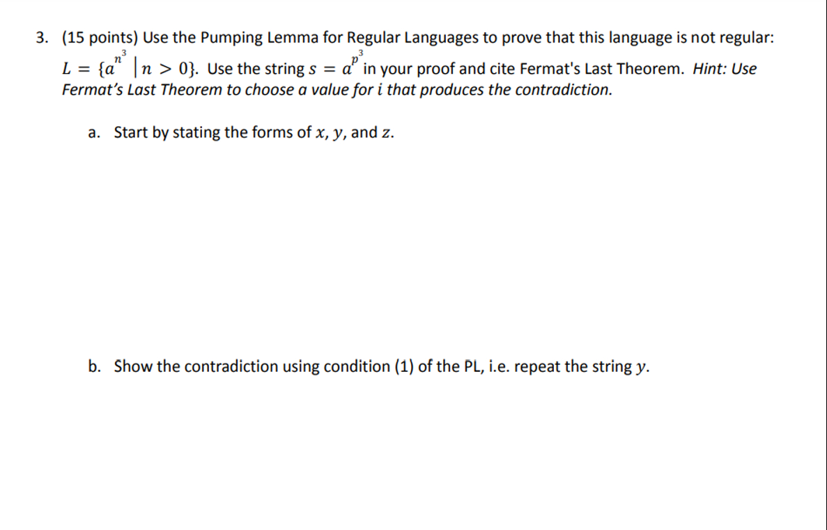 Solved Use the Pumping Lemma for Regular Languages to prove | Chegg.com