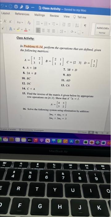 Solved In Problems 6-14, perform the operutions that are | Chegg.com