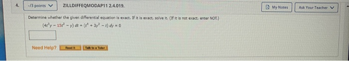 Solved - 3 points ZILLDIFFEQMODAP11 2.4.019. My Notes Ask | Chegg.com