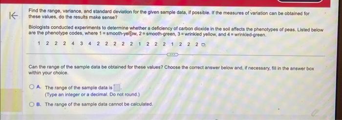 Solved Find the range, variance, and standard deviation for | Chegg.com