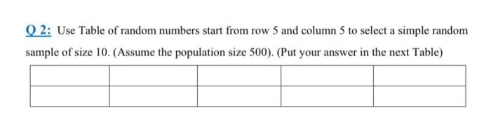 Solved Use Table of random numbers start from row 5 and | Chegg.com
