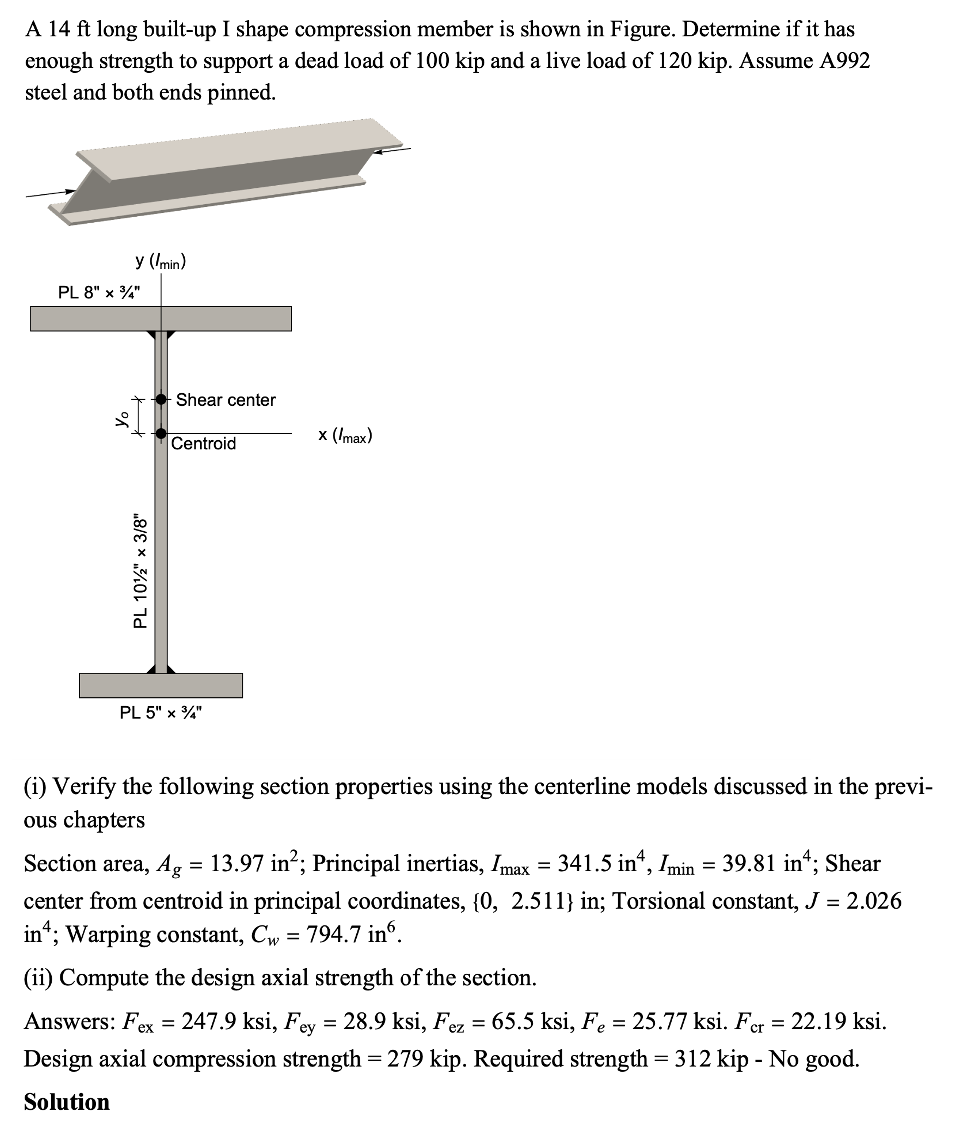 Solved Please provide full calculationsA 14ft ﻿long built-up | Chegg.com