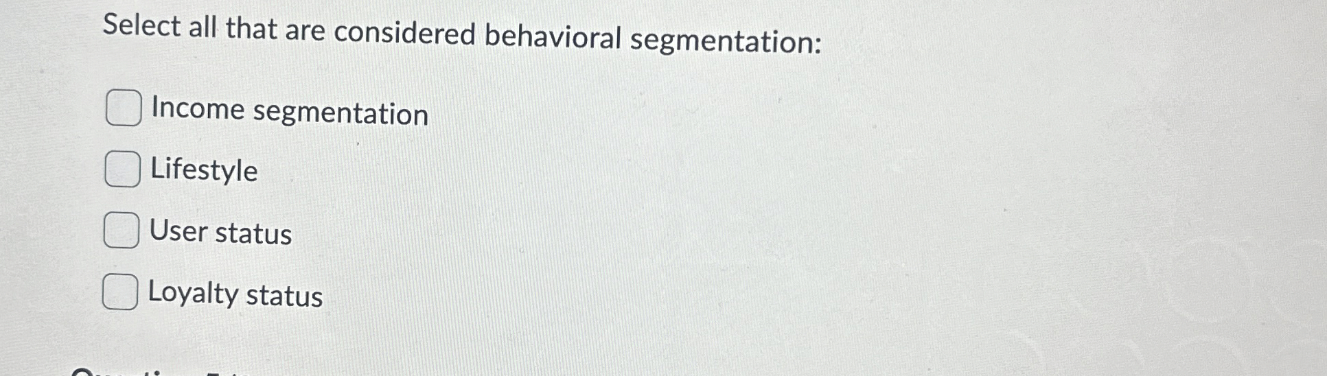 Solved Select all that are considered behavioral | Chegg.com