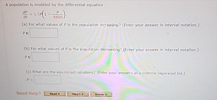 Solved A population is modeled by the differential | Chegg.com