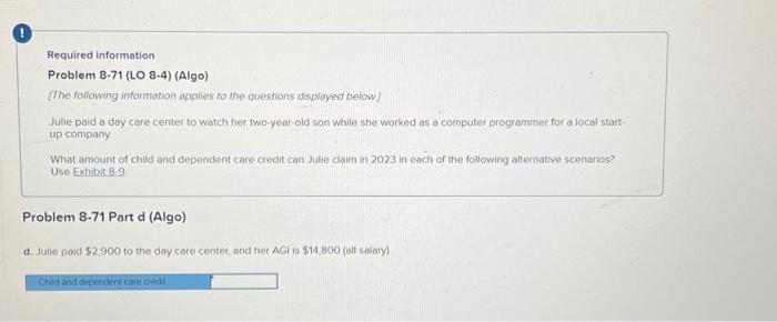 Solved Required information Problem 8.71 (LO 8.4) (Algo) | Chegg.com