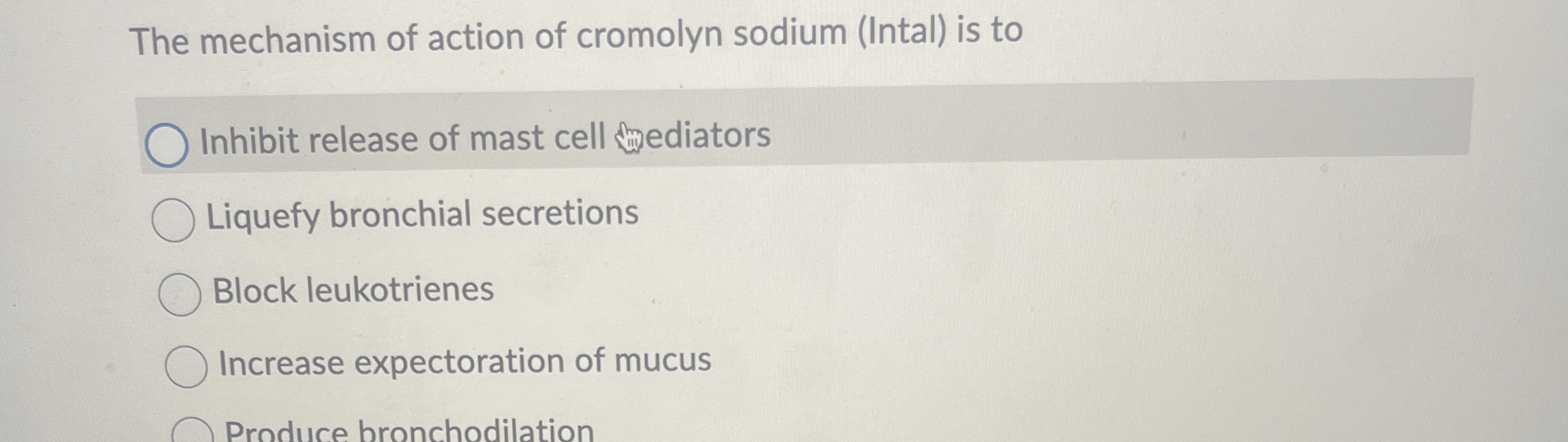 Solved The mechanism of action of cromolyn sodium (Intal) | Chegg.com