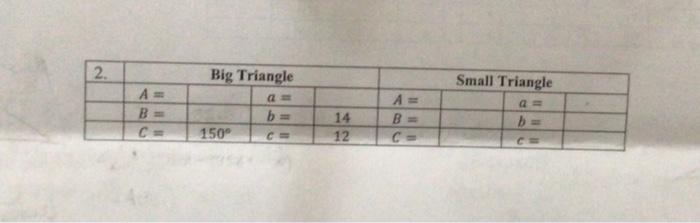 Solved Solving Oblique Triangles - the charts may be a | Chegg.com