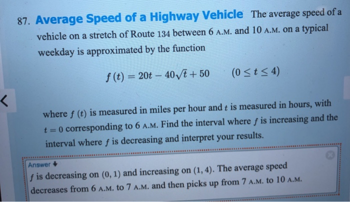 Solved 87. Average Speed of a Highway Vehicle The average | Chegg.com