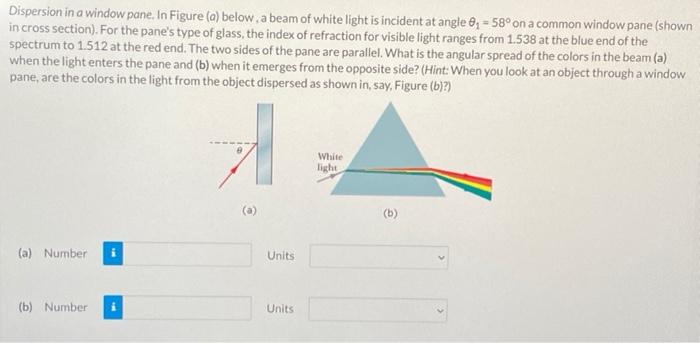 Solved Dispersion in a window pane. In Figure (a) below, a | Chegg.com