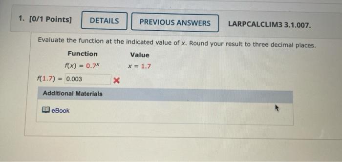 Solved 1. [0/1 Points) DETAILS PREVIOUS ANSWERS LARPCALCLIM3 | Chegg.com Solved 1. [0/1 Points) DETAILS PREVIOUS ANSWERS LARPCALCLIM3 | Chegg.com