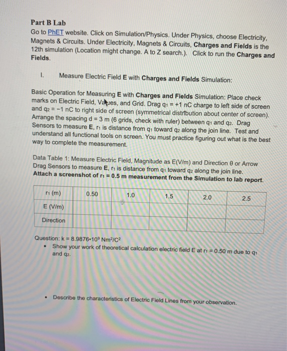 Part B Lab Go to PhET website. Click on | Chegg.com