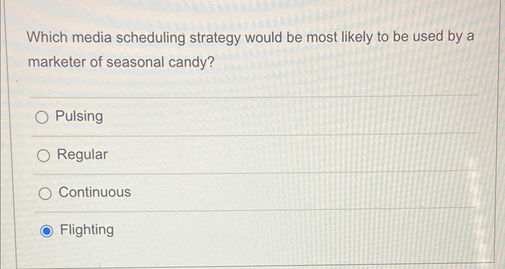 Solved Which media scheduling strategy would be most likely | Chegg.com
