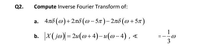Solved Q2. Compute Inverse Fourier Transform of: a. | Chegg.com