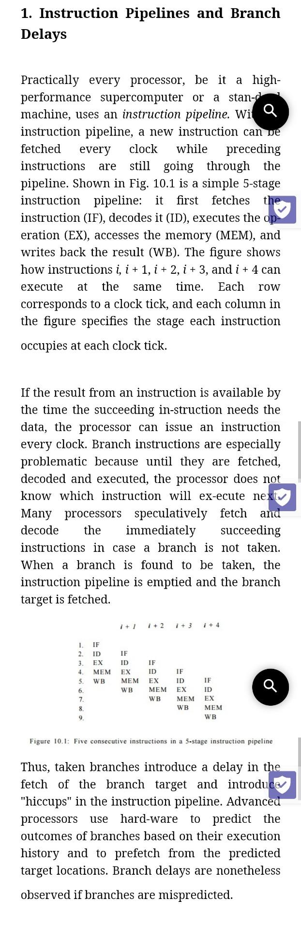Solved 1. Instruction Pipelines and Branch Delays | Chegg.com