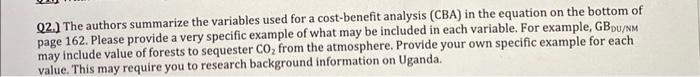 Q2.) The authors summarize the variables used for a | Chegg.com