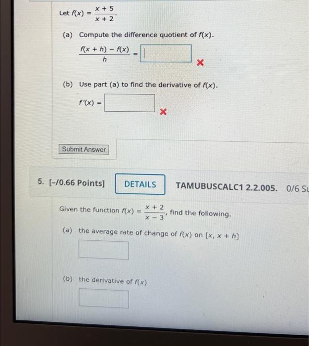 Solved Let f(x)=x+2x+5 (a) Compute the difference quotient | Chegg.com