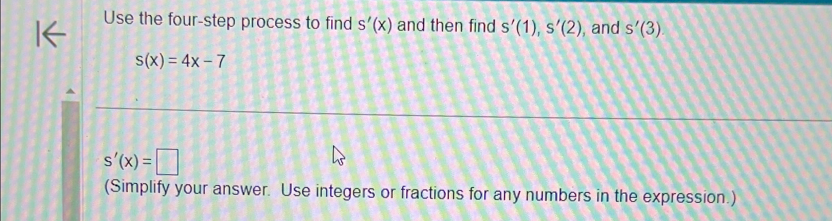 Solved Use the four-step process to find s'(x) ﻿and then | Chegg.com