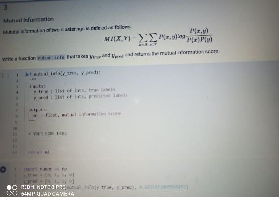 Solved 3 Mutual Information Mututal information of two | Chegg.com