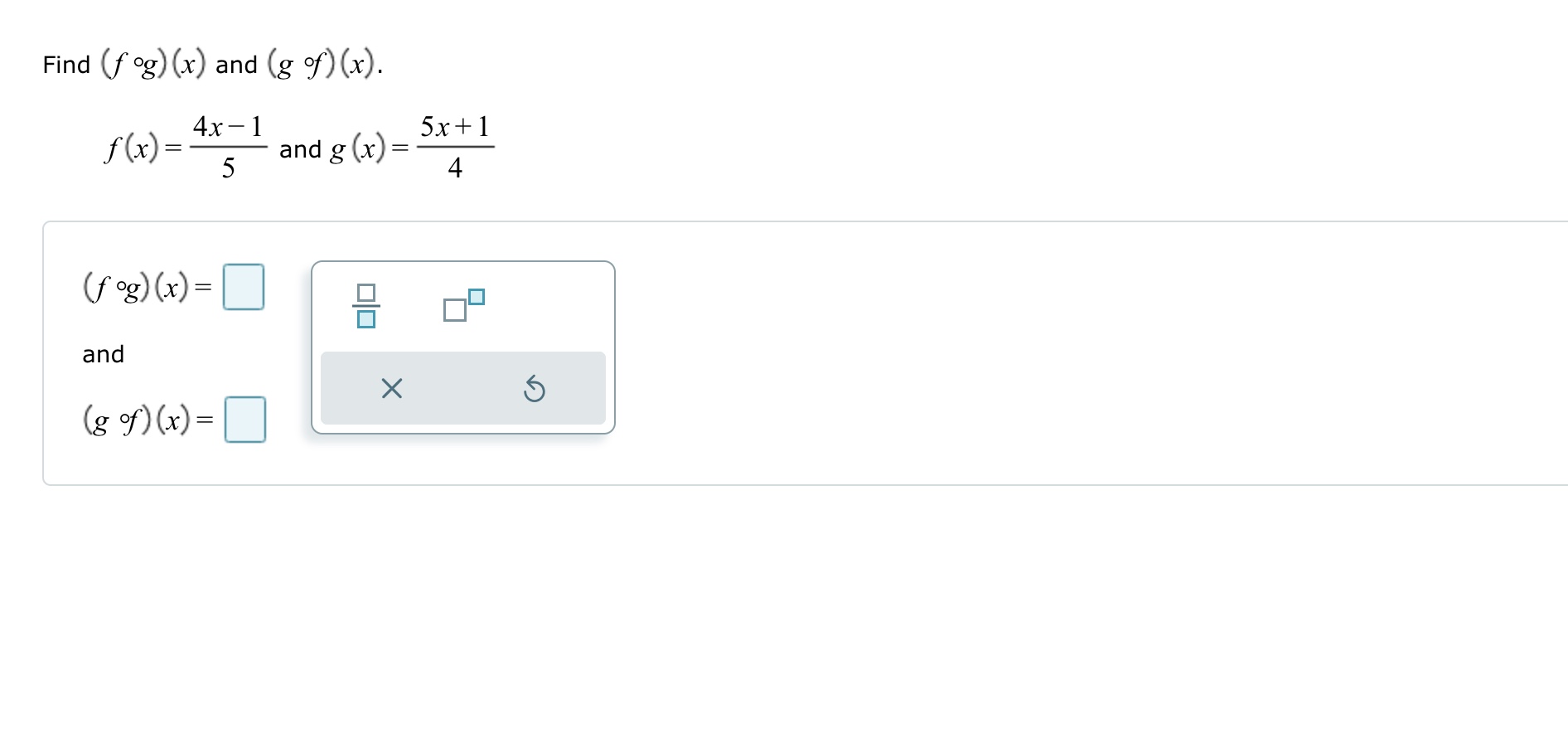 Solved Find (f@g)(x) ﻿and (g@f)(x).f(x)=4x-15 ﻿and | Chegg.com