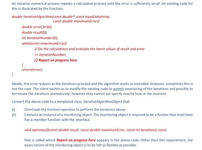 Solved An iterative numerical process repeats a calculation | Chegg.com