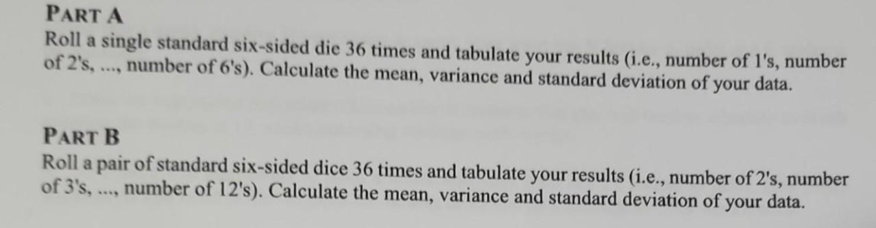 Solved PART A Roll a single standard six-sided die 36 times | Chegg.com