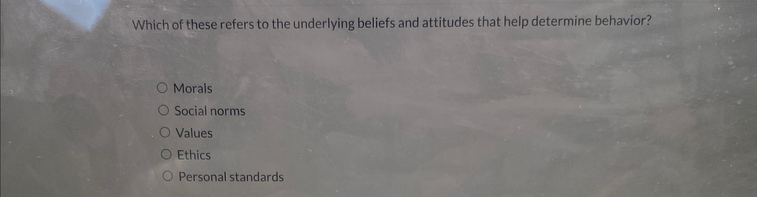 Solved Which of these refers to the underlying beliefs and | Chegg.com