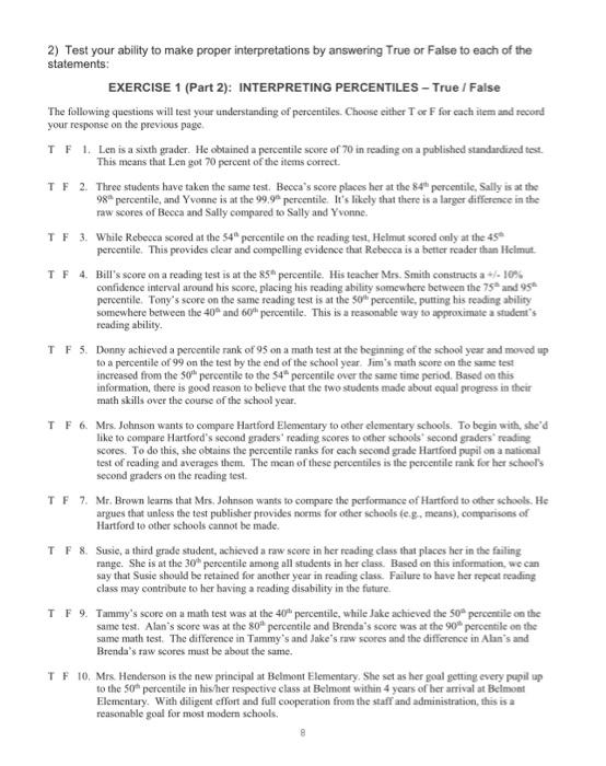 Solved 2) Test your ability to make proper interpretations | Chegg.com