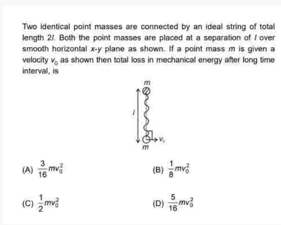 Solved Two identical point masses are connected by an ideal | Chegg.com