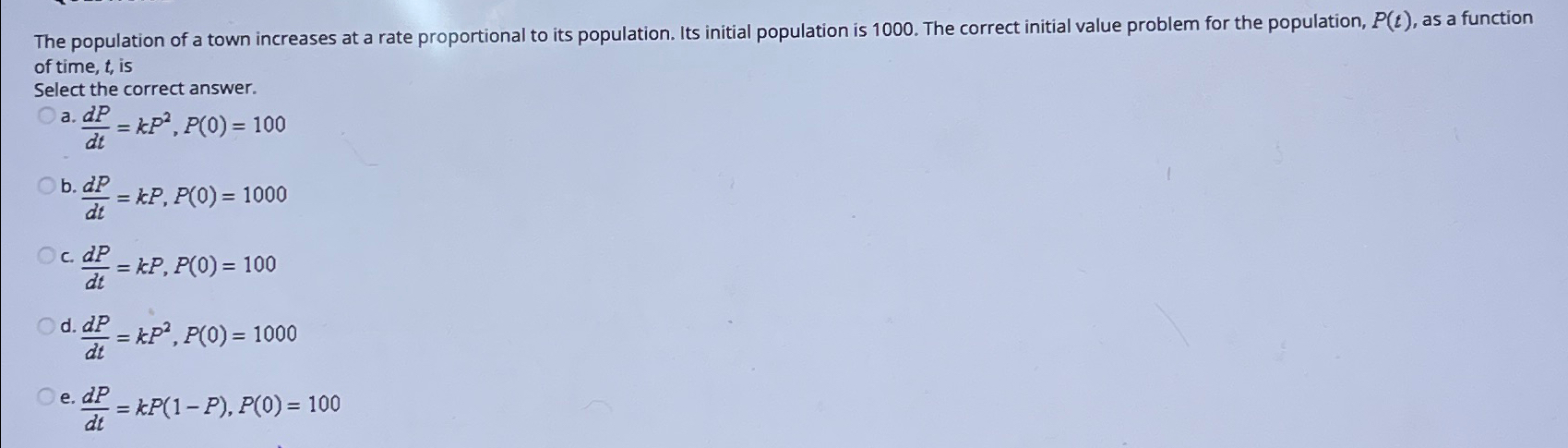 Solved The population of a town increases at a rate | Chegg.com