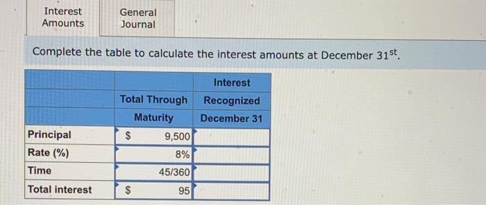 Solved not sure on how to do the interest recognized part of | Chegg.com