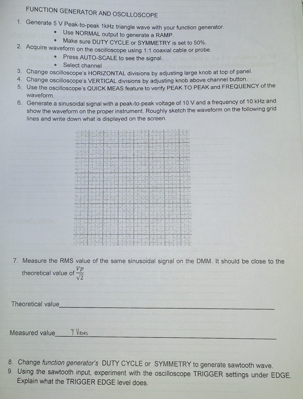 FUNCTION GENERATOR AND OSCILLOSCOPEGenerate 5vv | Chegg.com