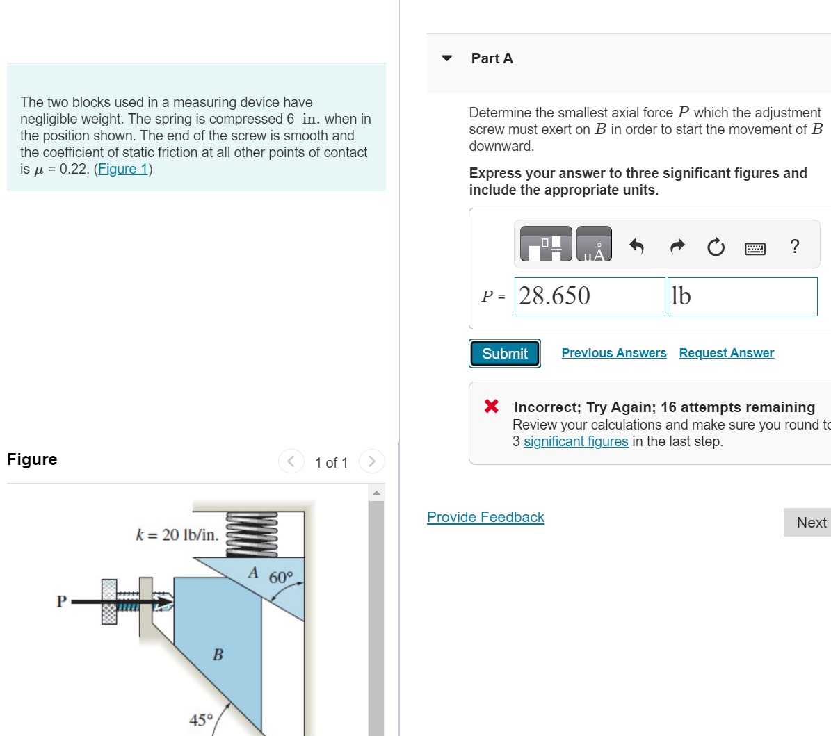 Solved Part AThe two blocks used in a measuring device | Chegg.com