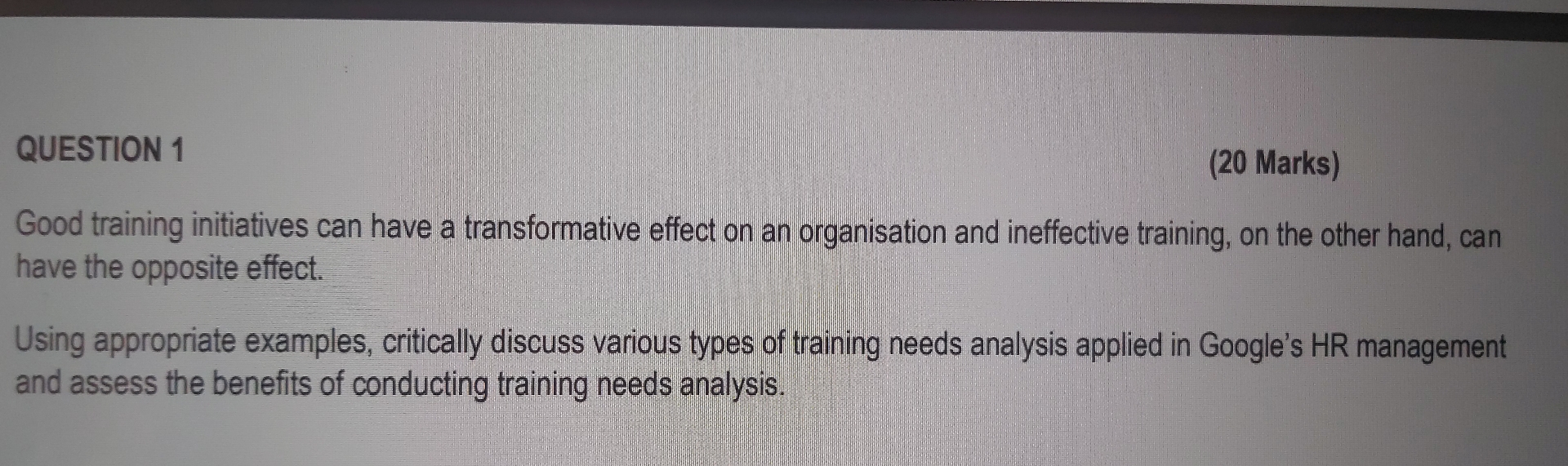 Solved QUESTION 1(20 ﻿Marks)Good trininginitatives can have | Chegg.com