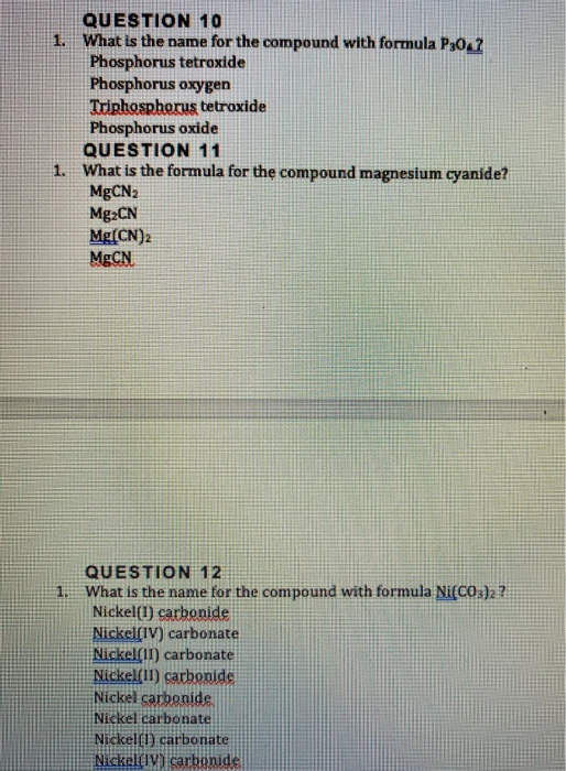 Solved QUESTION 10 What is the name for the compound with | Chegg.com