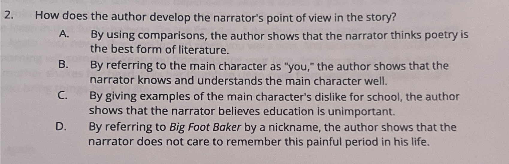 Solved How does the author develop the narrator's point of | Chegg.com