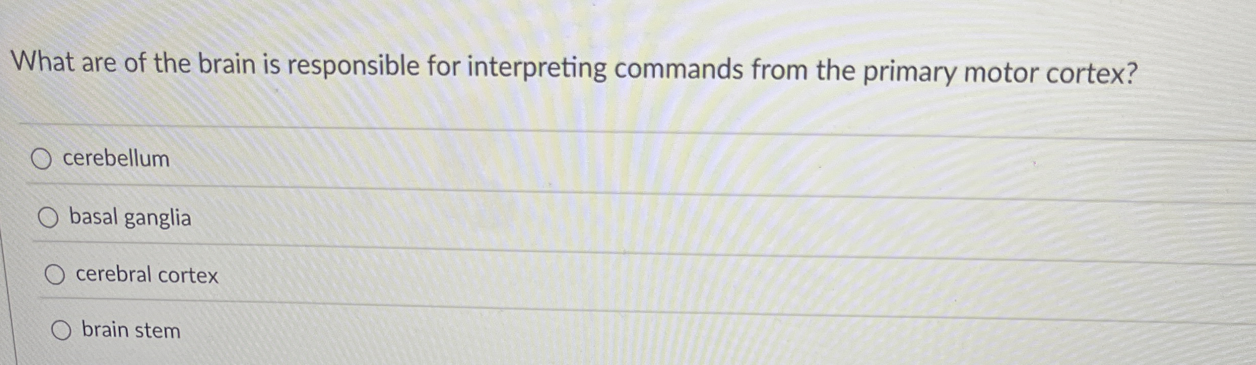 Solved What are of the brain is responsible for interpreting | Chegg.com