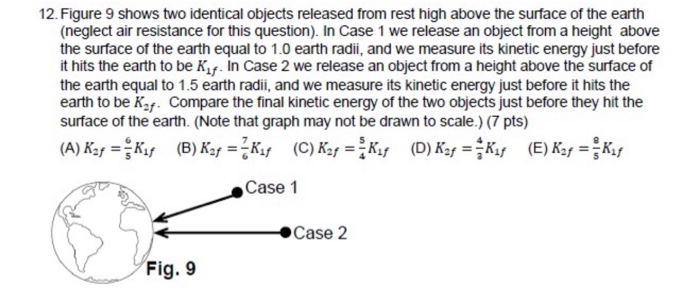 Solved 12. Figure 9 shows two identical objects released | Chegg.com