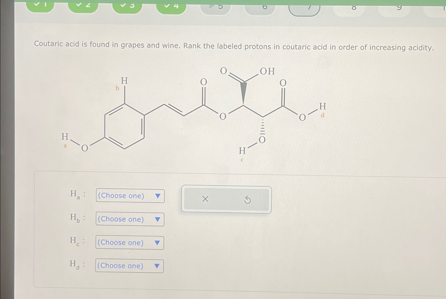 Solved Coutaric acid is found in grapes and wine. Rank the | Chegg.com