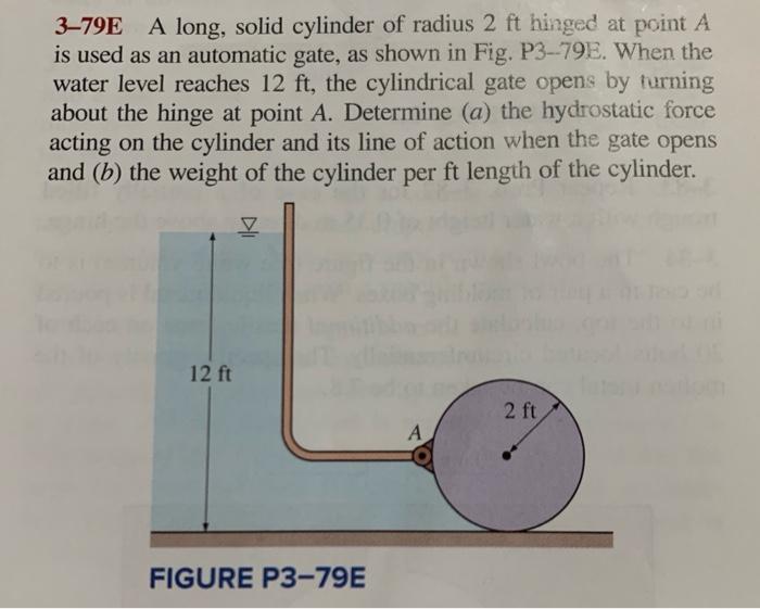 Solved 3–79E A long, solid cylinder of radius 2 ft hinged at | Chegg.com