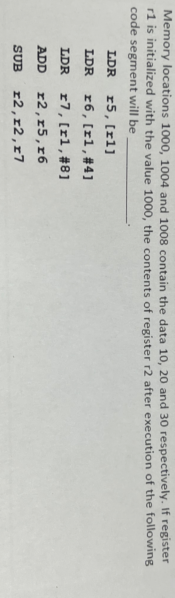 Solved Memory locations 1000,1004 ﻿and 1008 ﻿contain the | Chegg.com