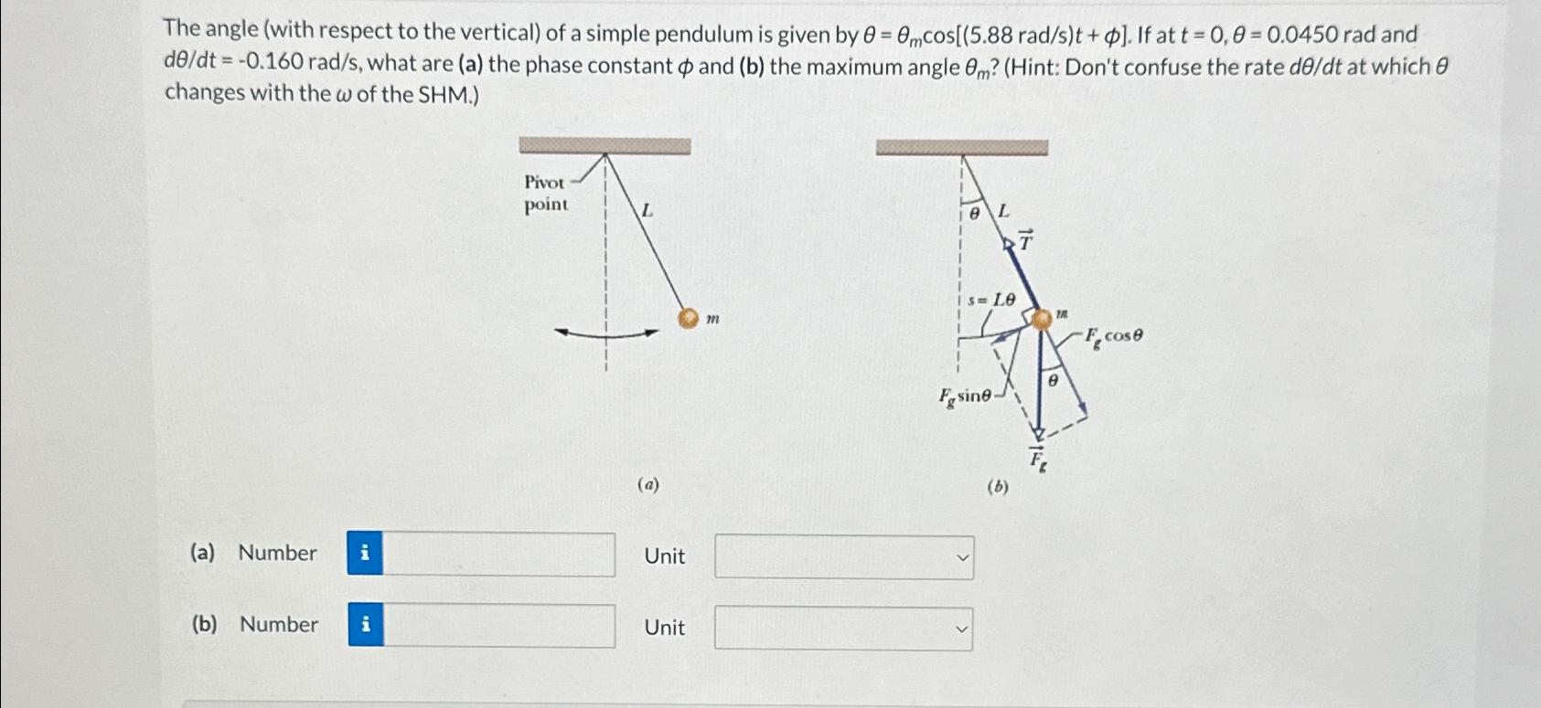 Solved The angle (with respect to the vertical) of a simple | Chegg.com
