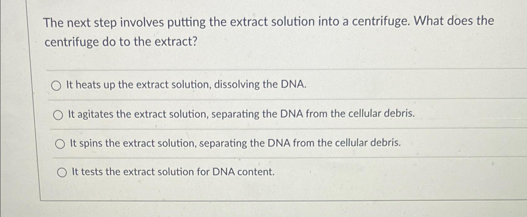 Solved The next step involves putting the extract solution | Chegg.com
