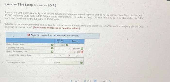 Solved Exercise 23-4 Scrap or rework LO P2 A company with | Chegg.com