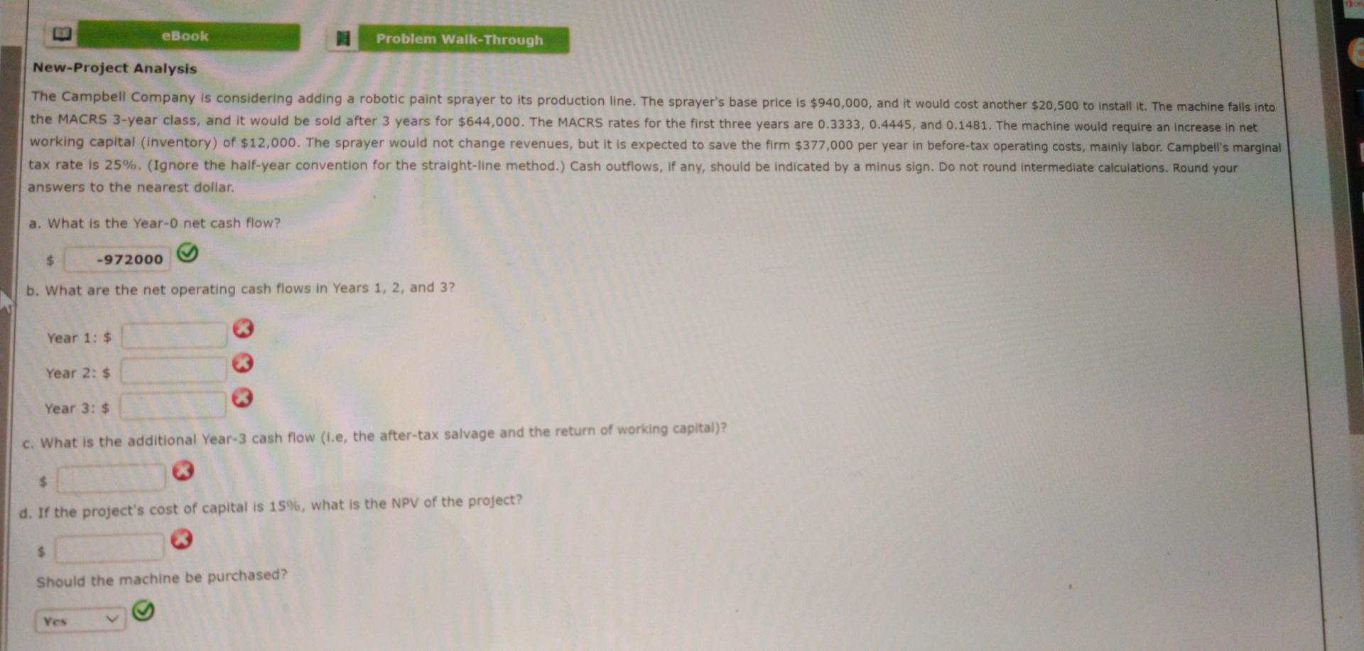 Solved eBook Problem Walk-Through New-Project Analysis The | Chegg.com