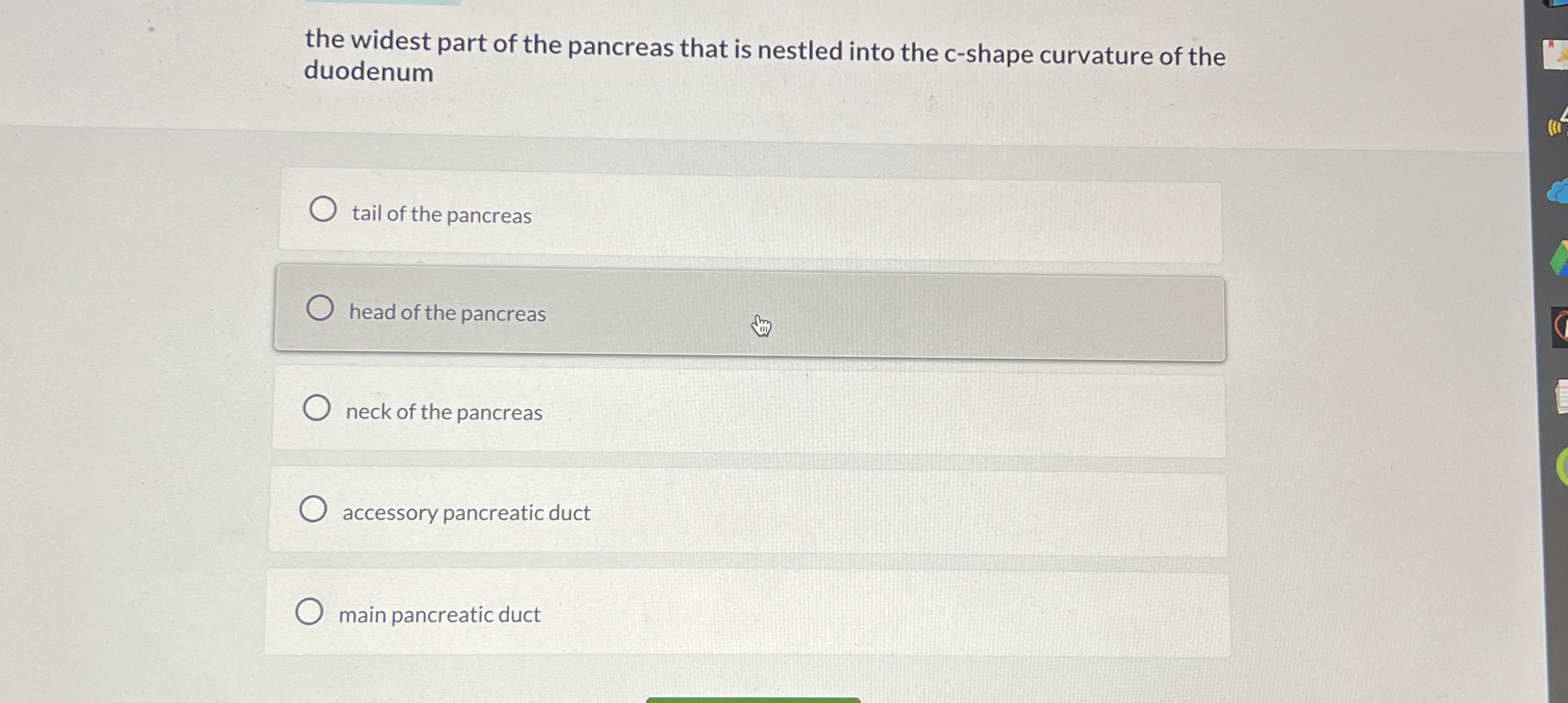 Solved the widest part of the pancreas that is nestled into | Chegg.com